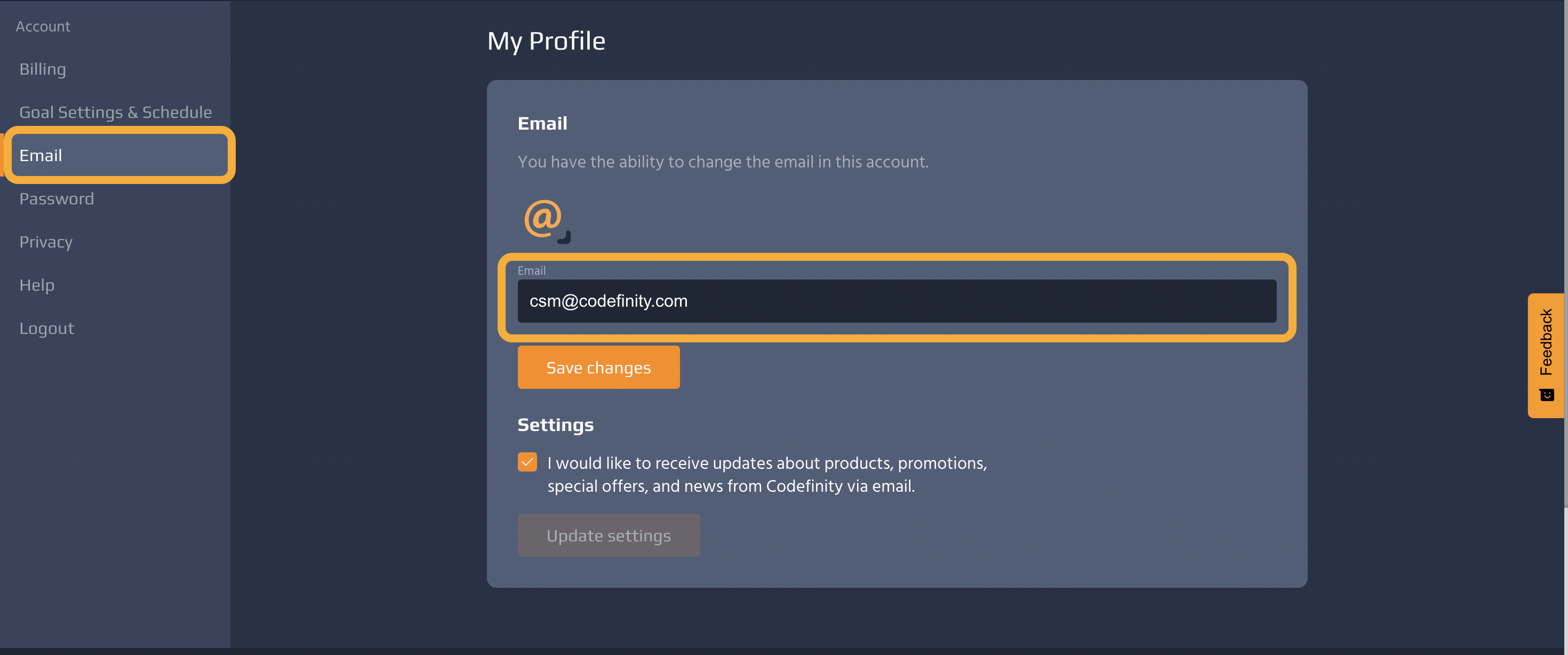 How To Change My Subscription Email Codefinity
